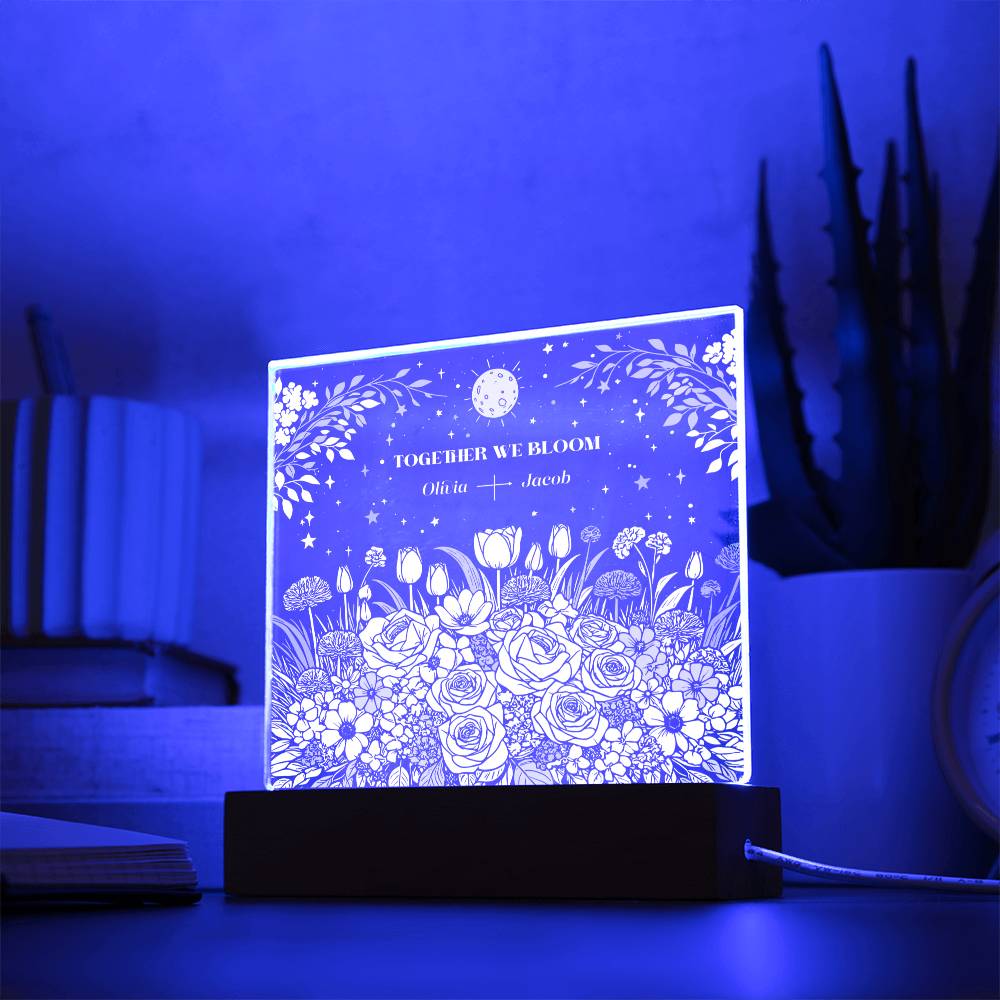 We Bloom Together Personalized LED Light Up Plaque - Blooming Flowers